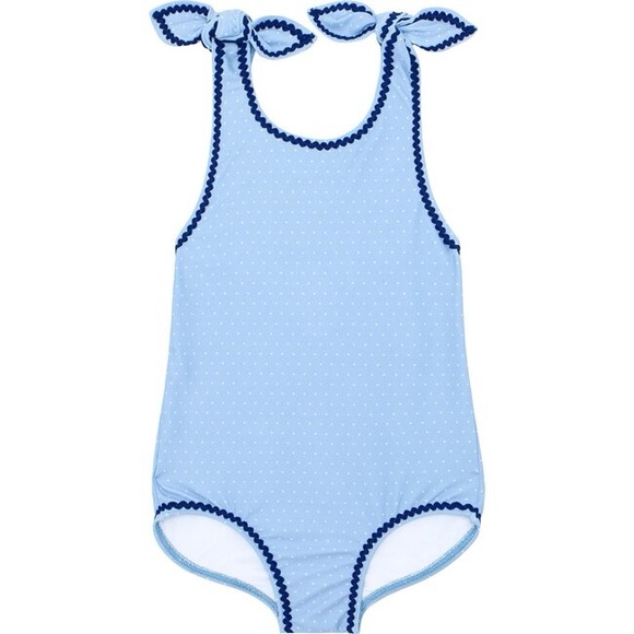 Minnow | Swim | Minnow Girls Tie Knot One Piece Blue Polka Dot Kids ...